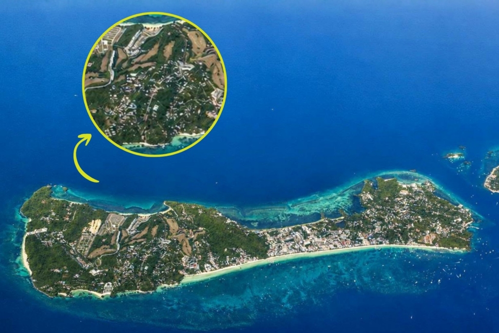 Aerial photo shows exposed land, road networks in Boracay's last green ...